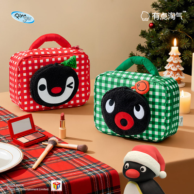 有点淘气Pingu出游随身便携手提洗漱包化妆包收纳零钱包