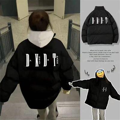 潮流字母印花棉衣男女宽松