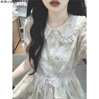 法式初恋刺绣碎花连衣裙女