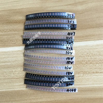 LL34贴片稳压二极管包1/2W 3v24v常用15种各20个 含有1N4148