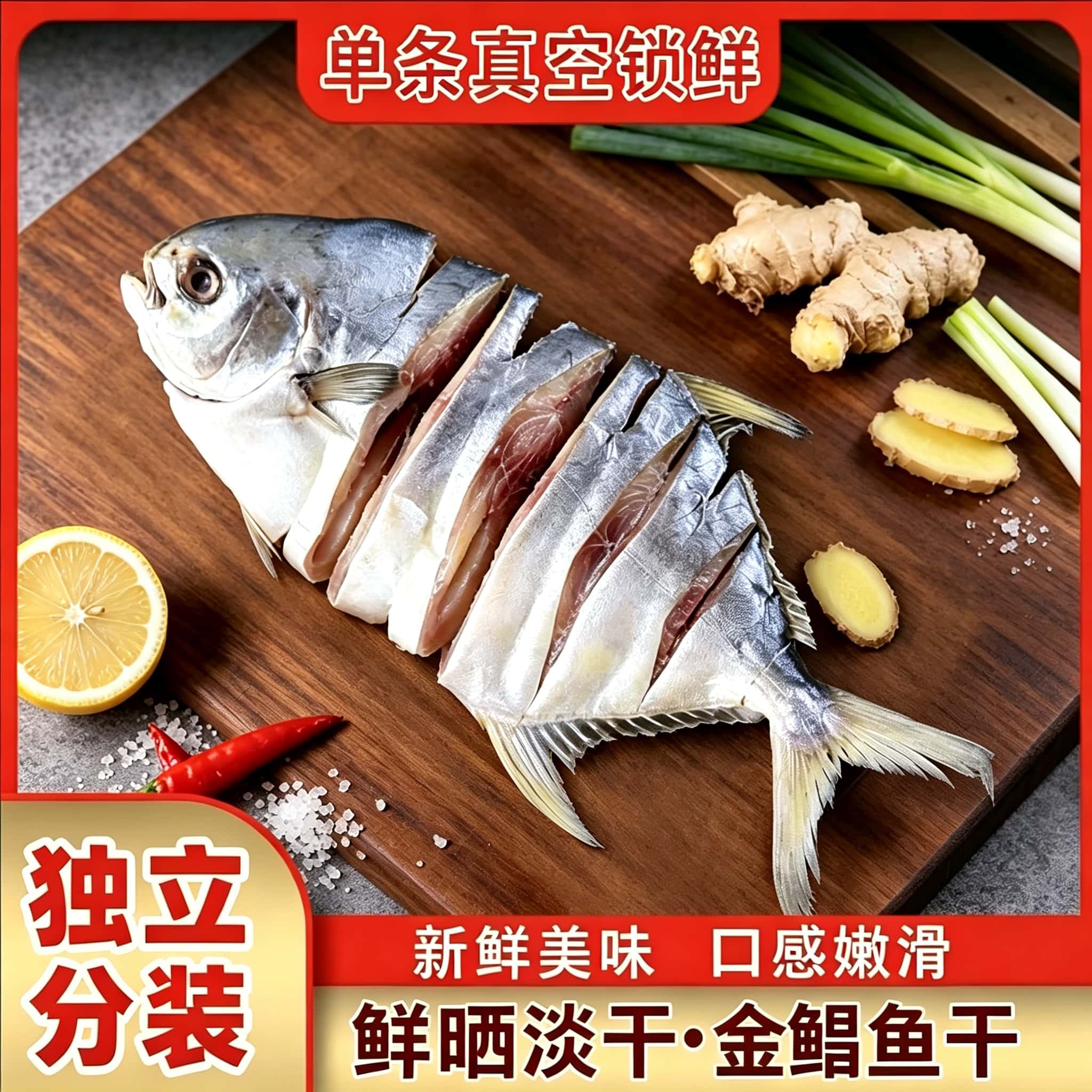 广西北海金鲳鱼干风干淡晒深海鲳鱼鱼干金昌鱼干货自晒咸鱼干