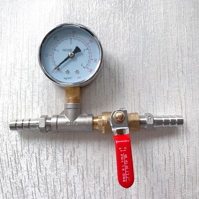 pressure gauge 压力表 4kg 60mm 加开关 三通 宝塔接头 接pu软管