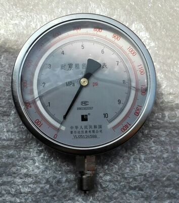 雷尔达牌耐震精密压力表 ynb-150a 0～10mpa 0～1400psi 0.4级