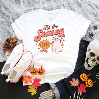 Iis the season halloween t shirt万圣节南瓜衫橙色短袖上衣服装