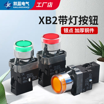 带灯金属平头按钮开关XB2-BW3361/3462启动停止ZB2-BE101C/220V24