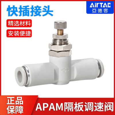 ATC亚德客隔板管道节流阀接头APAM4-6-8-10气缸调速阀气管调节阀