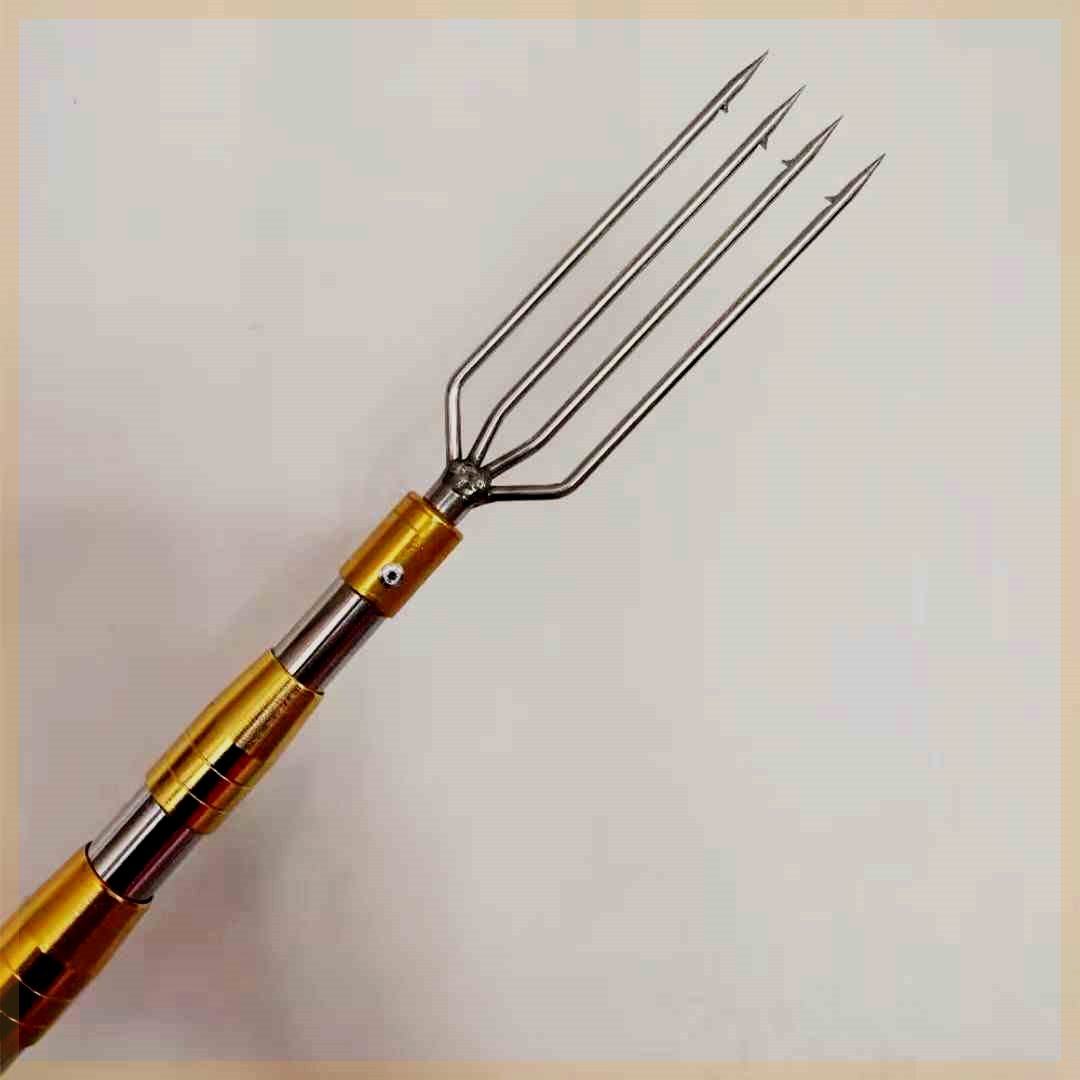 不锈钢鱼叉杆纯手工可伸缩倒刺钢叉黄鳝叉牛蛙鱼叉头泥鳅叉伸缩杆