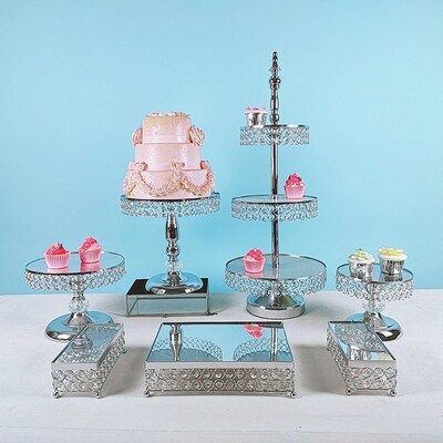 3pcs-15pcs Metal Electroplate  Mirror Cake Stand Set Display
