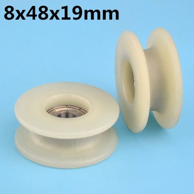 1Pcs 8x48x19 mm U groove Nylon Plastic Wheel With Bearings N