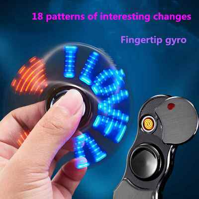 Hand Spinner USB Electric Lighter 7 LED Strips Fidget Spinne