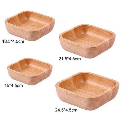 Japanese Style Square Wood Bowl Pasta Snacks Soup Serving