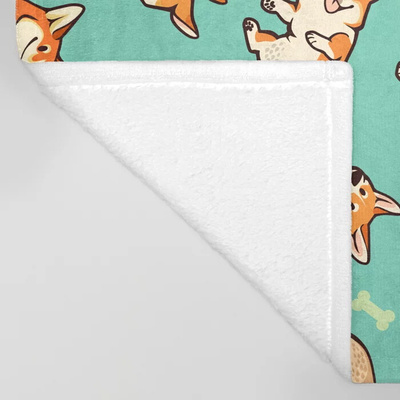 Dog Corgi Cartoon Throw Blanket Cute Kids Design Corgis in G
