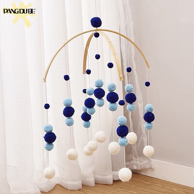 INS Baby Rattles Mobile For Crib Wooden Hairballs Bed Bell