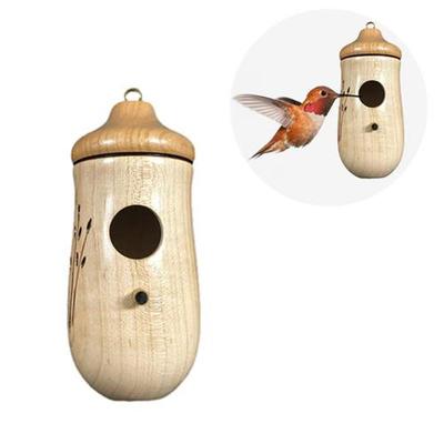 Wooden Birdhouse Hollowed Breathable Nest Box For Small