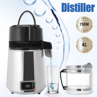 4L 750W Household Pure Water Distiller Electric Stainless St