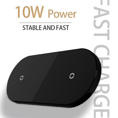 10W 2 In 1 Double Dual Seat Qi Wireless Charger For IPhone 1