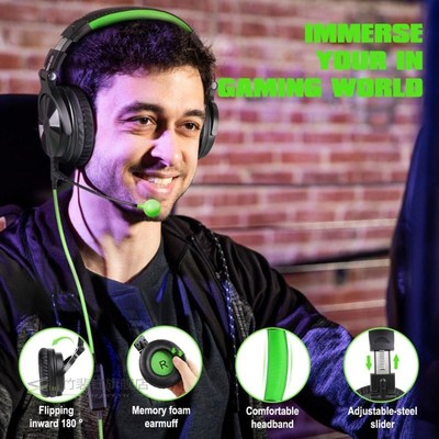 Gaming Headphones Over Ear Wired Stereo Headset With Microph