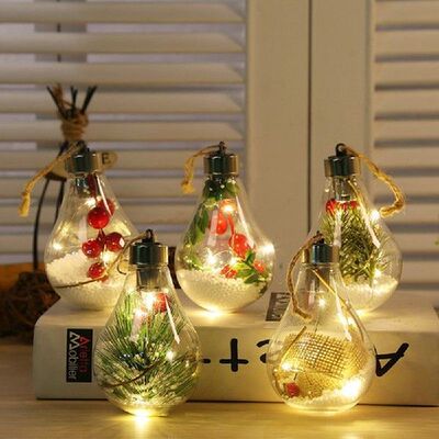 Natal Transparan LED Lampu Malam Bola Gantung Liontin Pohon