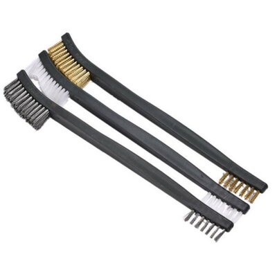 3Pcs Wood Handle Wire Brush Copper Plated Brush For Industri