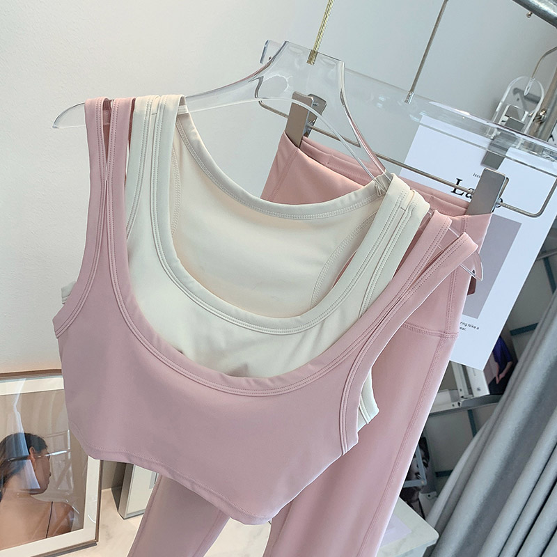 夏季运动内衣女美背防震聚拢跑步收腹瑜伽服文胸假两件健身服背心