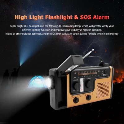 2000mAh Emergency Radio Hand Crank Solar Radio LED Flashligh