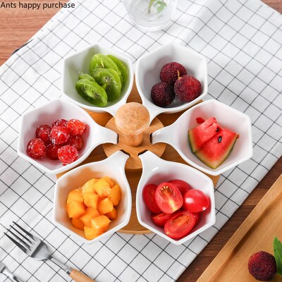 Creative White Ceramics Partition Fruit Dish Household Fruit