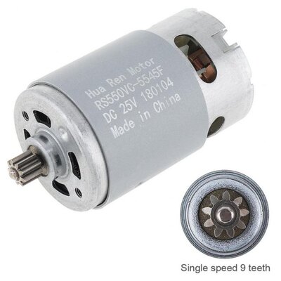 Silver RS550 25V 19500 RPM DC Motor with Single Speed 9 Teet