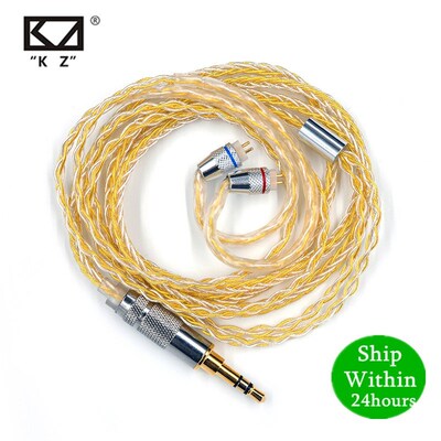 KZ Earphones Gold Silver Mixed plated Upgrade cable Headpho