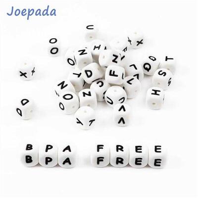 Joepada 12mm 10pcs Silicone Beads Letter Baby Teether Beads