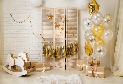 Photo Background Baby Newborn Golden Star Moon Cotton Basket