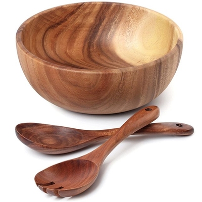 Wooden Salad Bowl-Large 9.4 Inch Acacia Wood Salad Wooden Bo