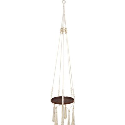 Macrame Plant Hangers with Plate Tray Tassels Wooden Beads H