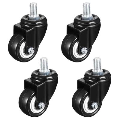 4 Pcs 1.5 Inch Swivel Caster Wheels PU 360 Degree Threaded S
