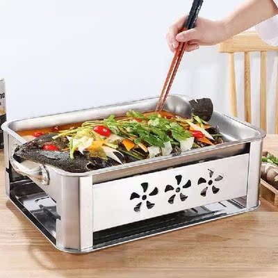 Portable Stainless Steel Grilled Fish Pan BBQ Grill