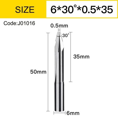 2 Flutes V Tip End Mill  6mm Shank  Double Blade Straight Gr