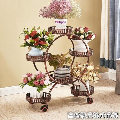 Storage stand balcony wrought iron multi-layer wheel plant s