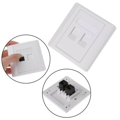 2 Ports CAT5 RJ45 Network Wall Plate With Female To Female C