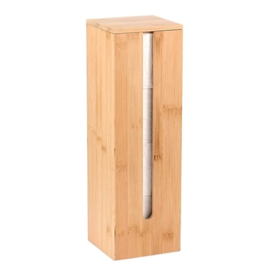 Bathroom Bamboo Toilet Paper Holder Spare Organizer Vertical