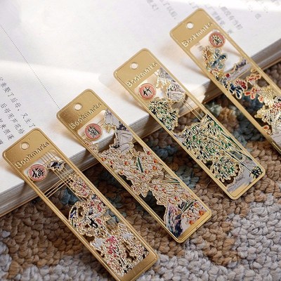 4Pcs/Set 24K Gold Plated Chinese Classical Style Bookmark Me