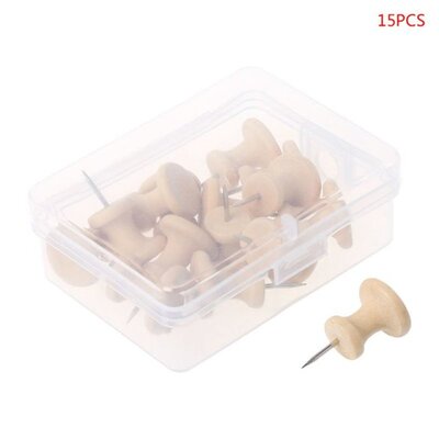 15Pcs Nautral Cork Wooden Pushpins Thumbtack Board Pins Draw