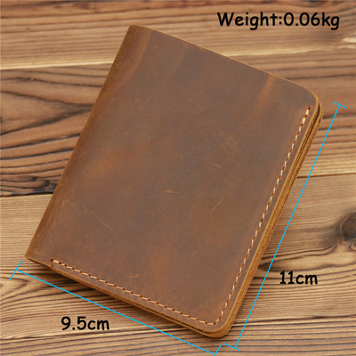 Vintage Men Leather Wallet Credit Id Card Holder Crazy Horse