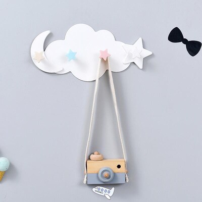 Creative Cute Star Moon Cloud Shape Nail-free Wall Clothes H