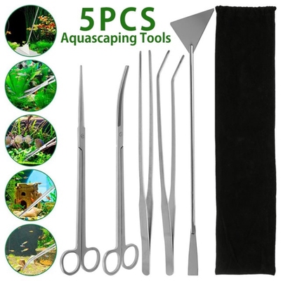 5 Pcs Aquarium Tank Aquascaping Tools Plants Tweezers and Sc