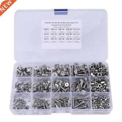 440pcs M M4 M5 Hex Socket Flat Head Screw Bolts and Nuts k