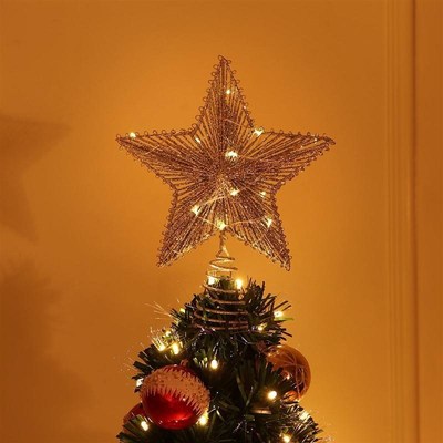 20 X 24 Cm Christmas Tree Topper Star With String Lights For