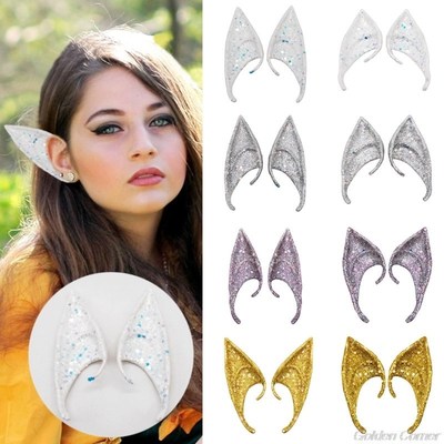 1 Pair Shiny Glitter Sequins Pointed Elf Ears Tips Anime Fai