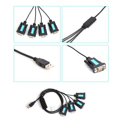 9-Pin DB9 Serial Cable PL2303 Chipset Male A Adapter 4 Port