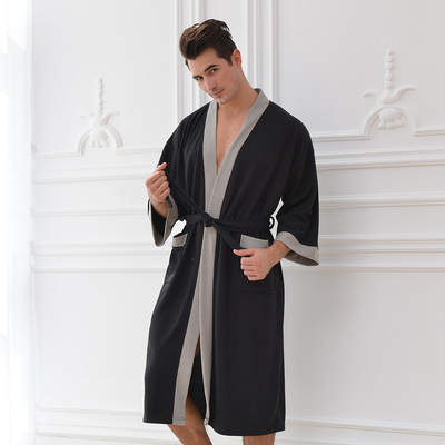 Cotton Kimono Bathrobe Autumn Winter Waffle Long Robe Lacing