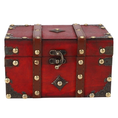 Retro Treasure Chest Vintage Wooden Storage Box Antique Styl