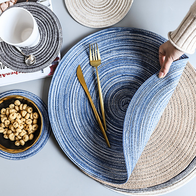 Round Woven Placemat,Table Pad Heat Resistant Mat Linen Non